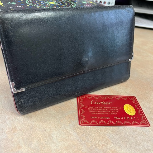 Cartier | Bags | Cartier Bifold Long Wallet Blackburgundy Vintage ...